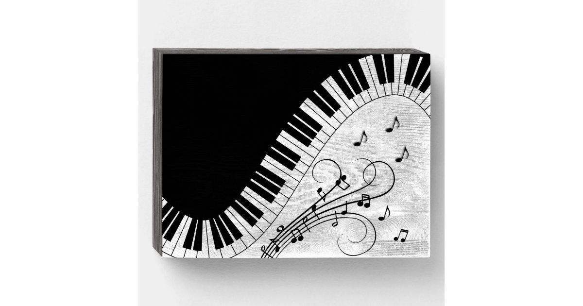 Piano Keyboard Music Design Wooden Box Sign | Zazzle