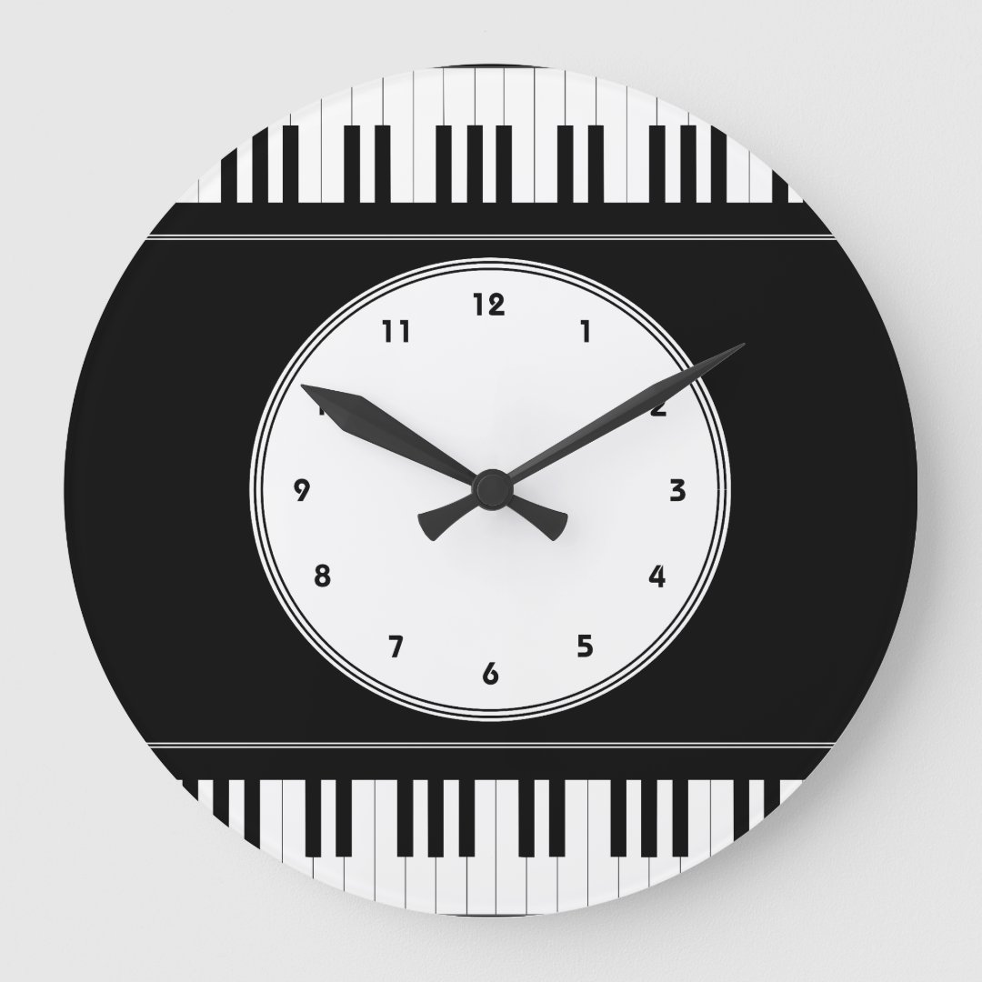 Piano keyboard music wall clock | Zazzle