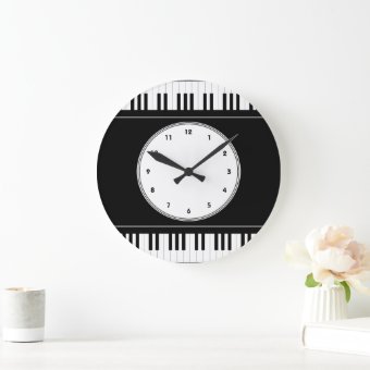 Piano keyboard music wall clock | Zazzle
