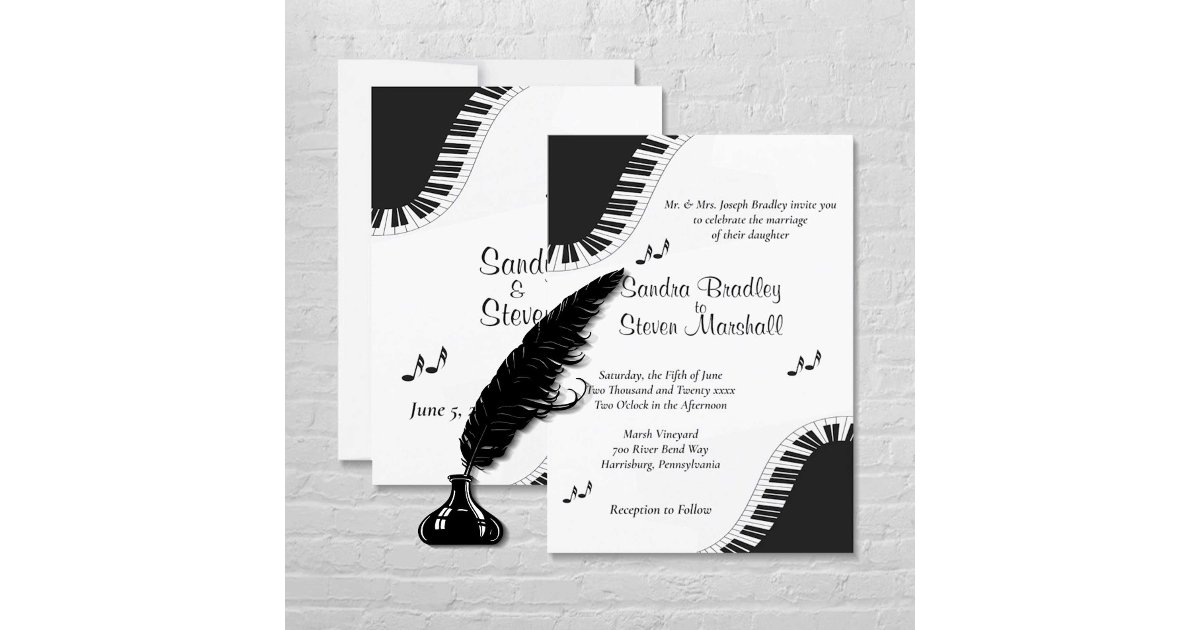 Piano Keyboard Music Wedding Theme Invitation | Zazzle