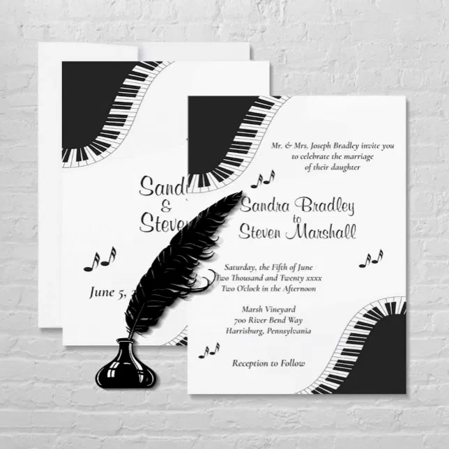 Piano Keyboard Music Wedding Theme Invitation | Zazzle