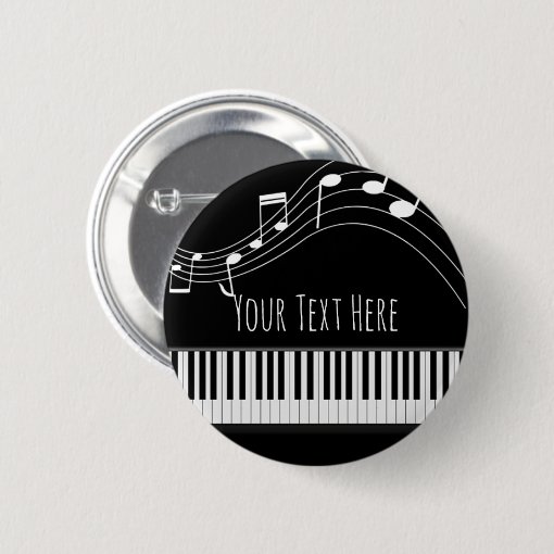 Piano Keyboard & Musical Notes Button | Zazzle