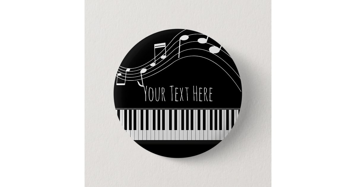 Piano Keyboard & Musical Notes Button | Zazzle