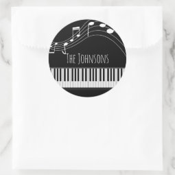 Piano Keyboard & Musical Notes Classic Round Sticker | Zazzle