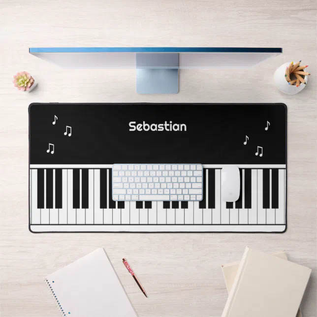 Piano Keyboard Musical Notes Personalized Desk Mat | Zazzle