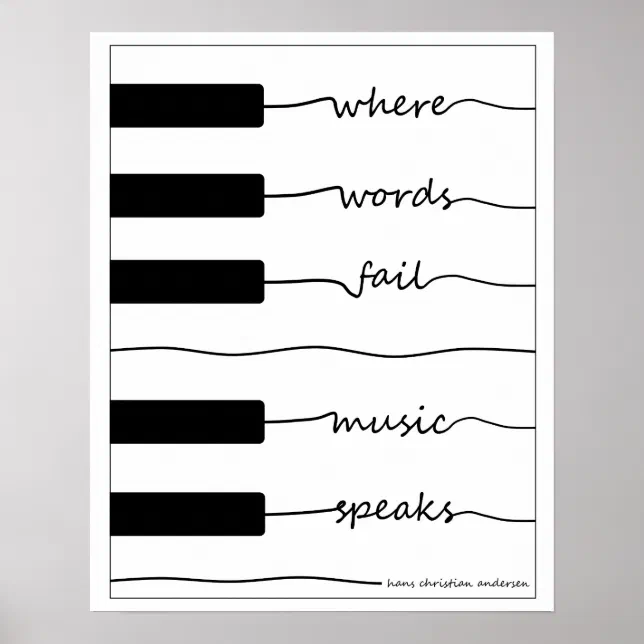 Piano Keyboard Poster with Inspirational Quote | Zazzle