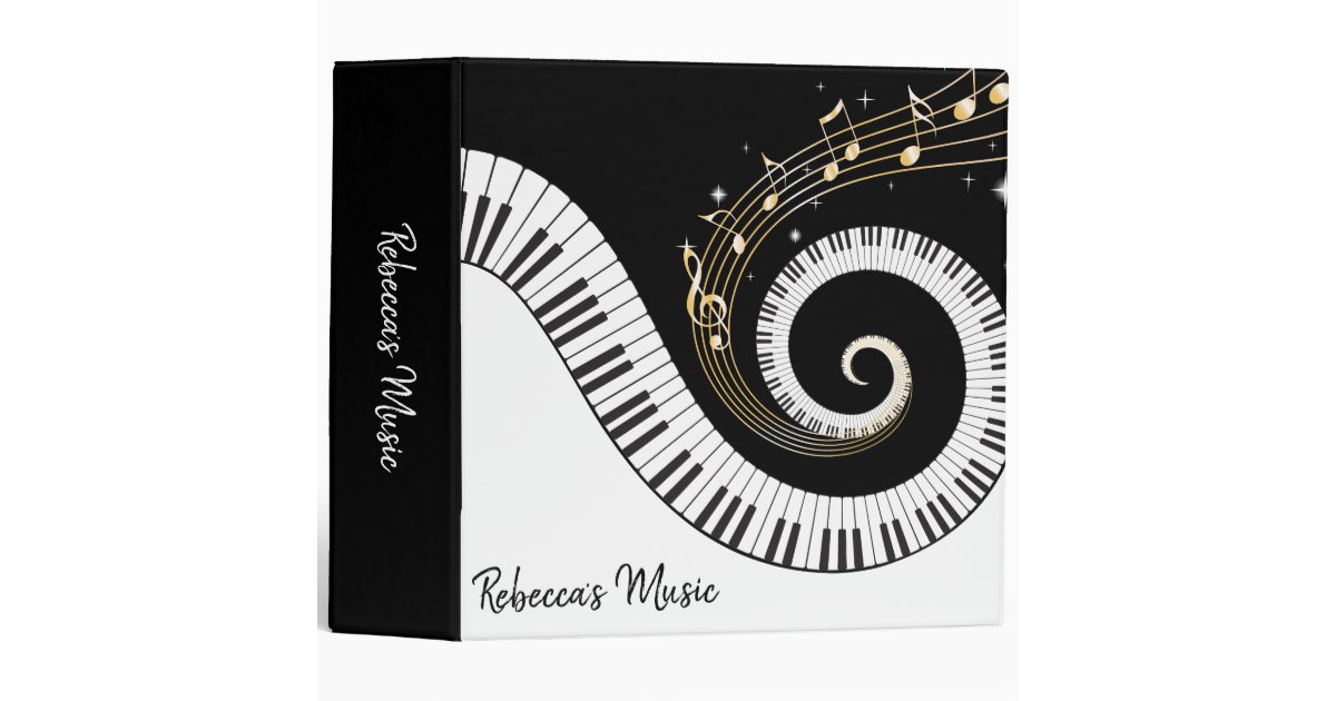 Piano Keys and Gold Music Notes 3 Ring Binder | Zazzle