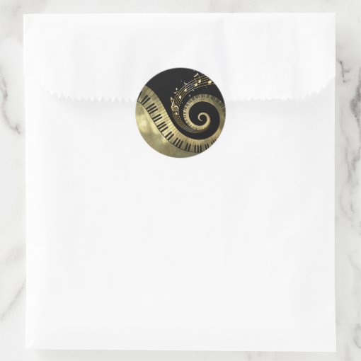 Piano Keys and Gold Music Notes golden Stickers | Zazzle