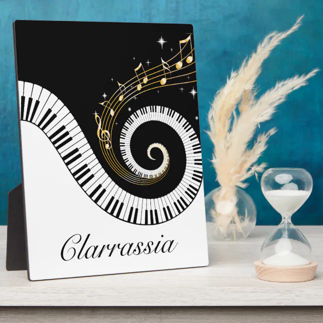 Piano Keys and Gold Music Notes Stickers Plaque | Zazzle