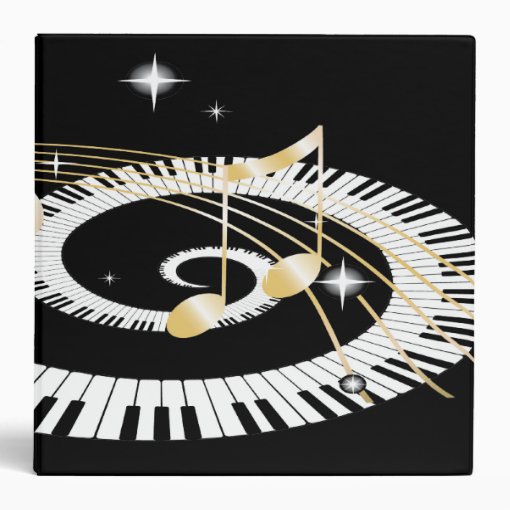 Piano Keys and Golden Music Notes Binder | Zazzle