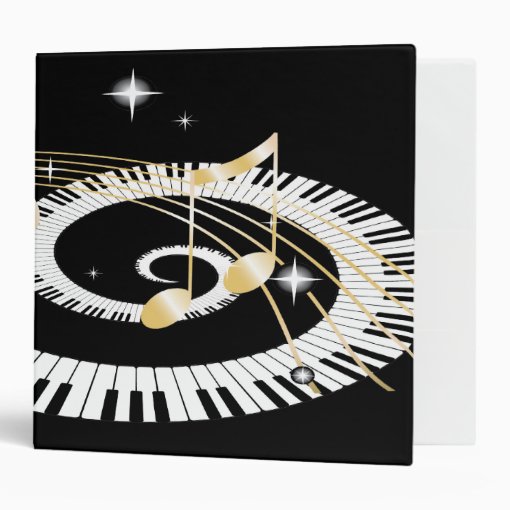 Piano Keys and Golden Music Notes Binder | Zazzle