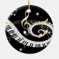 Piano Keys and Golden Music Notes Ceramic Ornament | Zazzle