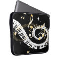 Piano Keys and Golden Music Notes Laptop Sleeve | Zazzle