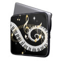 Piano Keys and Golden Music Notes Laptop Sleeve | Zazzle