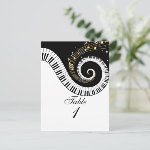 Piano Keys and Golden Music Notes Table Number | Zazzle
