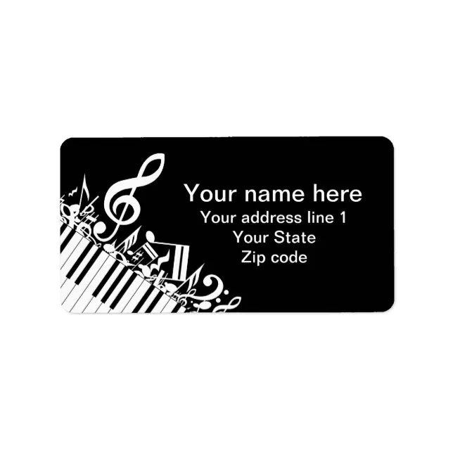 Piano Keys and Musical Notes Label | Zazzle
