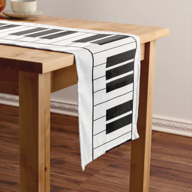 Piano Keys Black And White Music Themed Short Table Runner | Zazzle