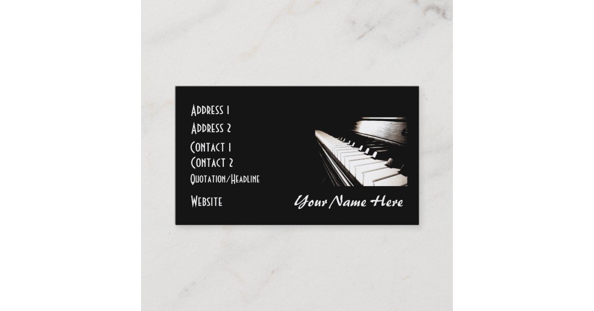 Piano Keys Black & White Business Card | Zazzle