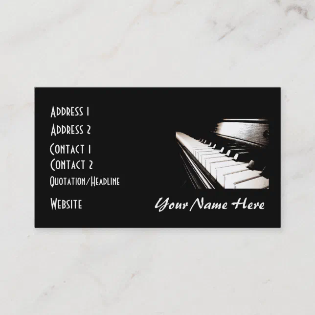 Piano Keys Black & White Business Card | Zazzle