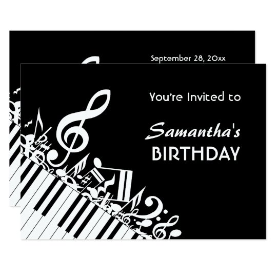 Piano Keys Black White Music Notes Birthday Party Invitation | Zazzle.com