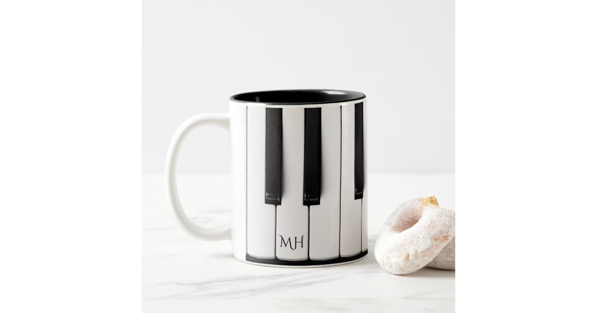 Piano Keys custom monogram mugs | Zazzle