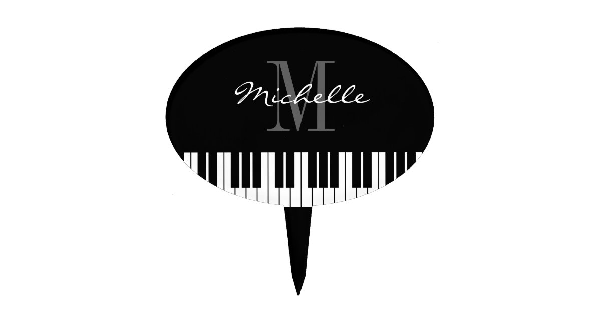 Piano keys monogram cake topper for pianist | Zazzle