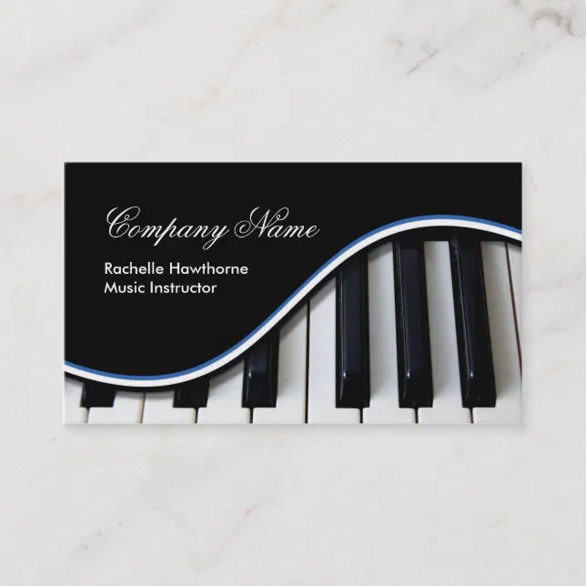 Piano Keys Music Business Cards ~ blue | Zazzle