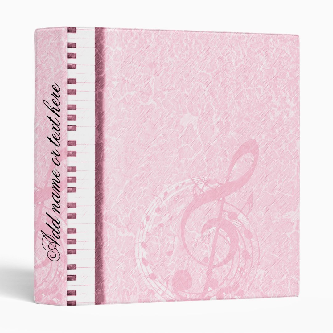 Piano keys & music note-Pink_Binder Binder | Zazzle