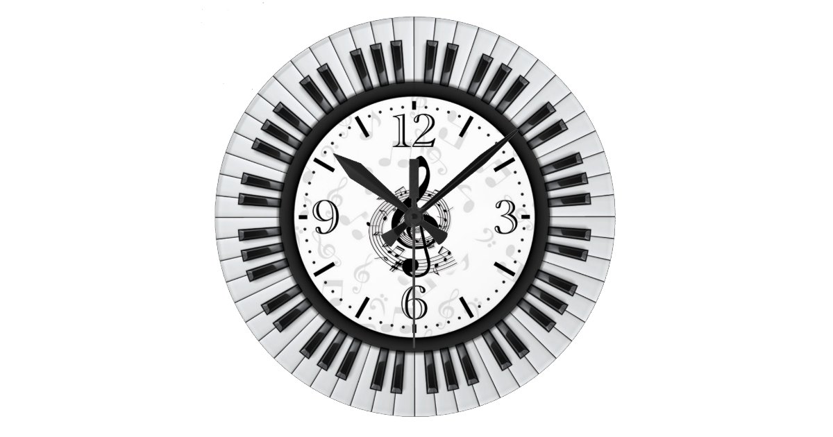 Piano Keys Musical Notes Wall Clock | Zazzle.com