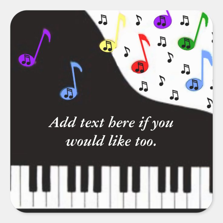 Piano Keys & Notes Square Sticker | Zazzle