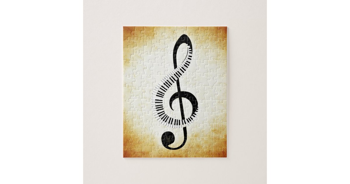 Piano Keys on a Music Clef Jigsaw Puzzle | Zazzle