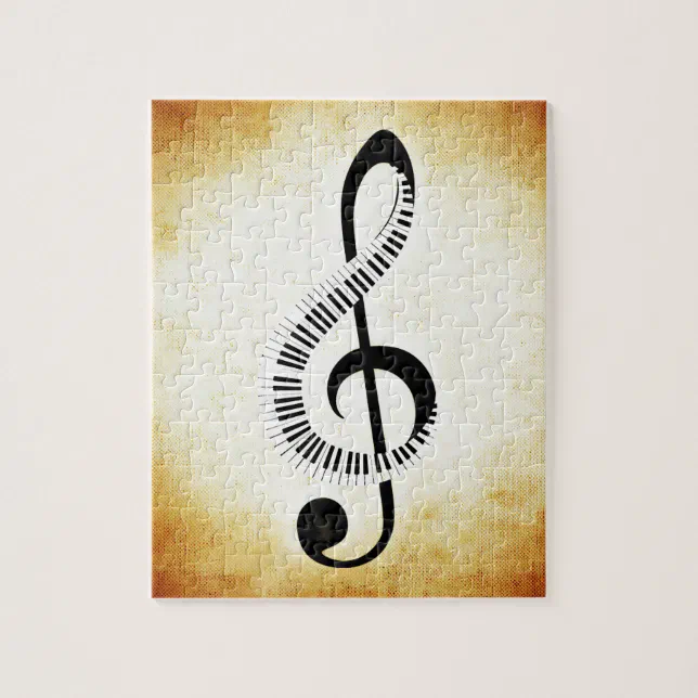 Piano Keys on a Music Clef Jigsaw Puzzle | Zazzle