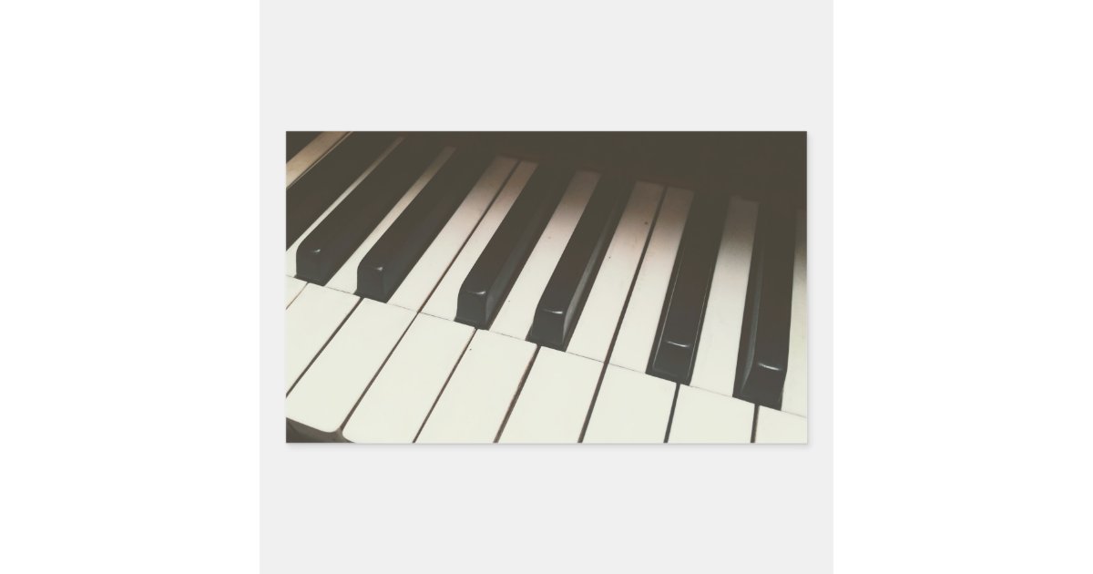 Piano Keys - Stylish Black & White Photograph Rectangular Sticker | Zazzle