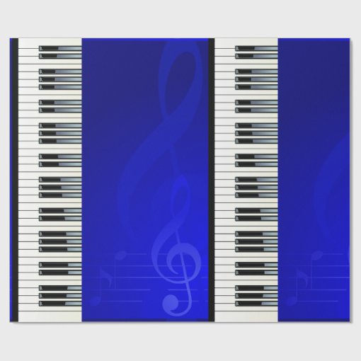 Piano Keys with Blue effect musical notes Wrapping Paper | Zazzle