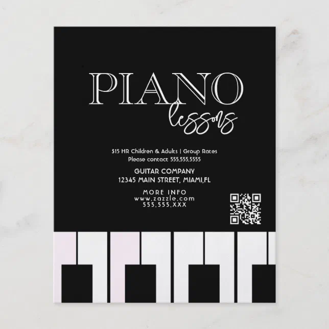 Piano Lessons Adult Children Business Flyers | Zazzle