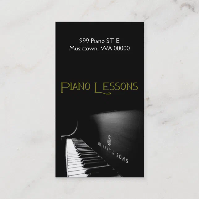 Piano Lessons, Instructor, Music Business Card | Zazzle
