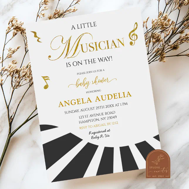 Piano Little Musician Music Baby Shower Invitation | Zazzle