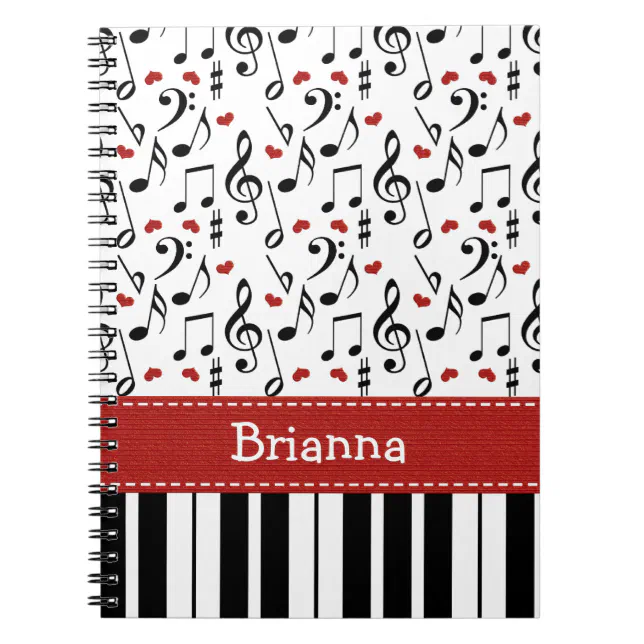Piano Music Note Spiral Notebook Journal | Zazzle