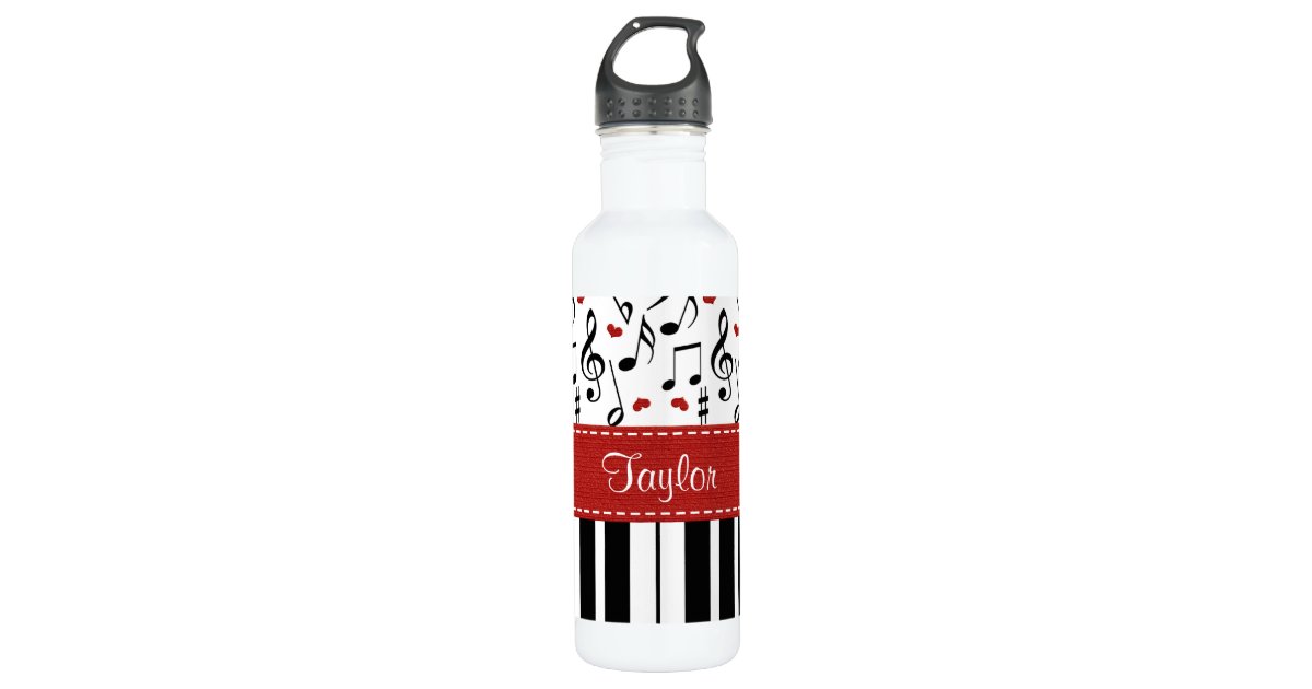 Piano Music Notes BPA Free Stainless Steel Water Bottle | Zazzle