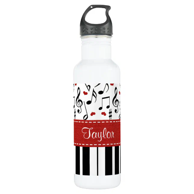 Piano Music Notes BPA Free Stainless Steel Water Bottle | Zazzle
