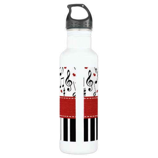 Piano Music Notes BPA Free Stainless Steel Water Bottle | Zazzle