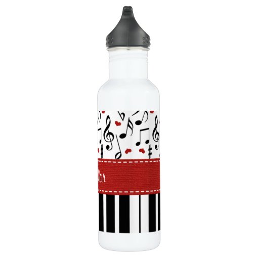 Piano Music Notes BPA Free Stainless Steel Water Bottle | Zazzle