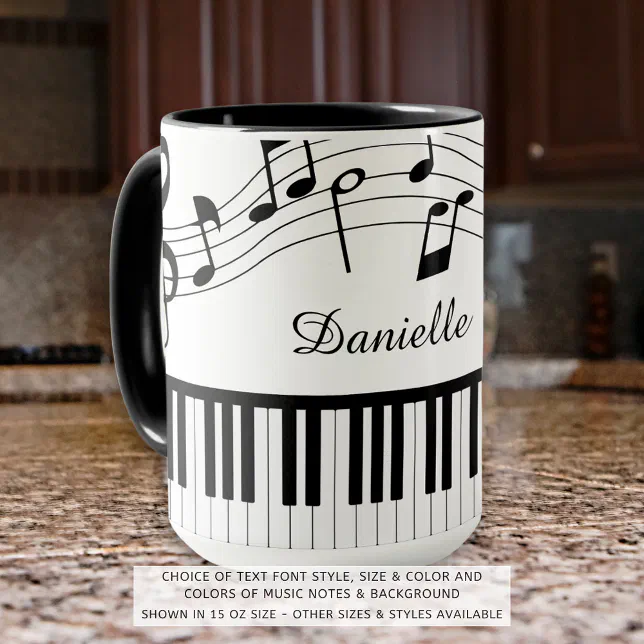 Piano Music Notes Personalized Custom Colors Mug | Zazzle