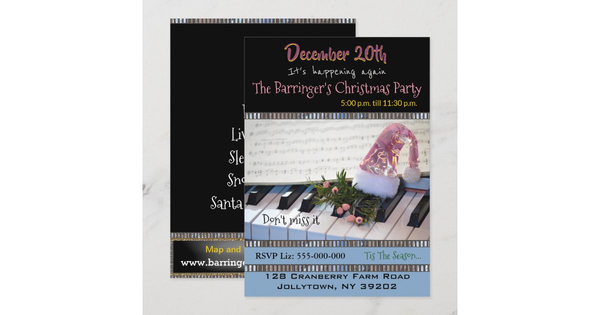 Piano Musical Holiday Party Invitation | Zazzle