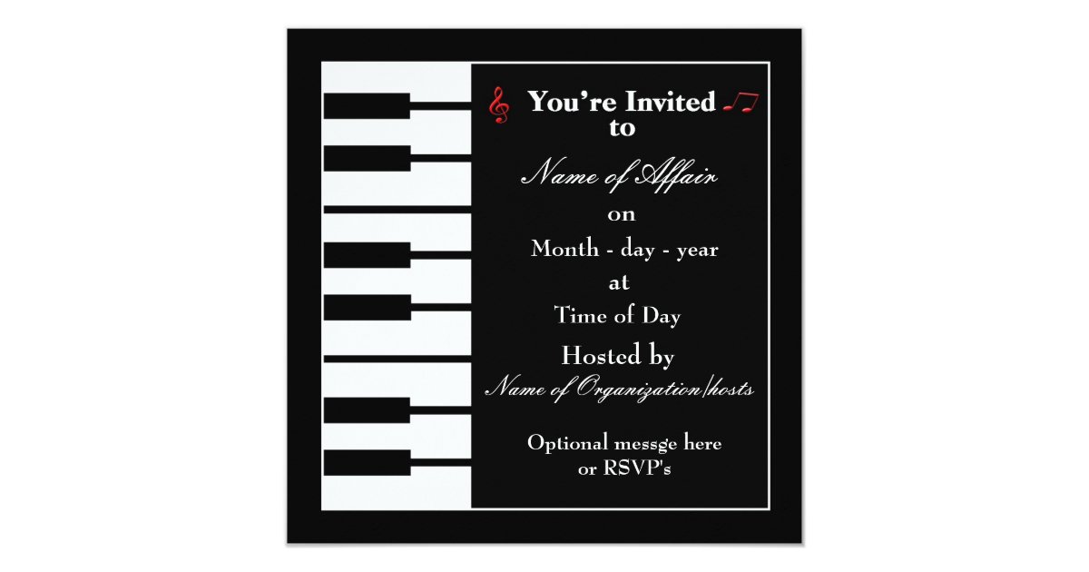 Piano note invitation card | Zazzle.com