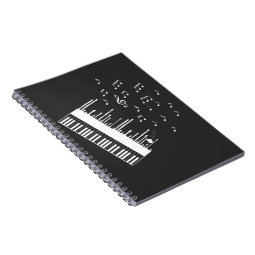 Piano Player Flying Music Notes Bird Pianist Notebook | Zazzle