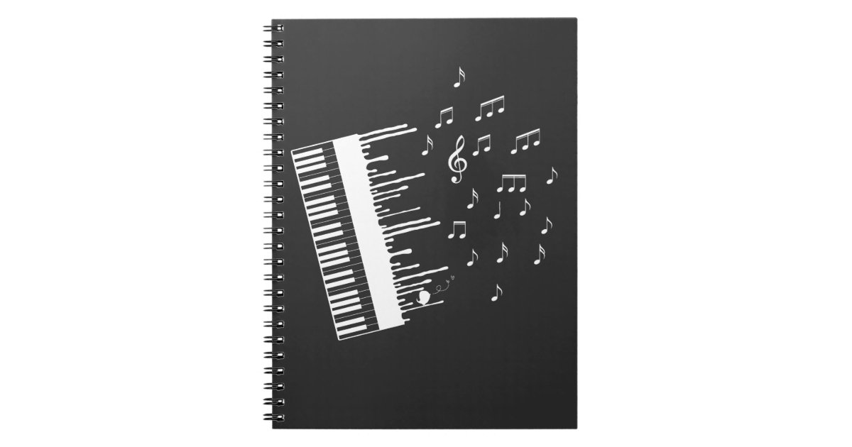 Piano Player Flying Music Notes Bird Pianist Notebook | Zazzle