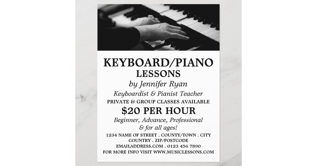 Piano Player, Keyboard, Piano Lessons Flyer | Zazzle