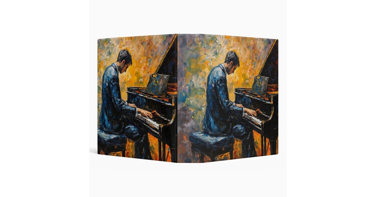Piano Player - Oil Painting 3 Ring Binder | Zazzle