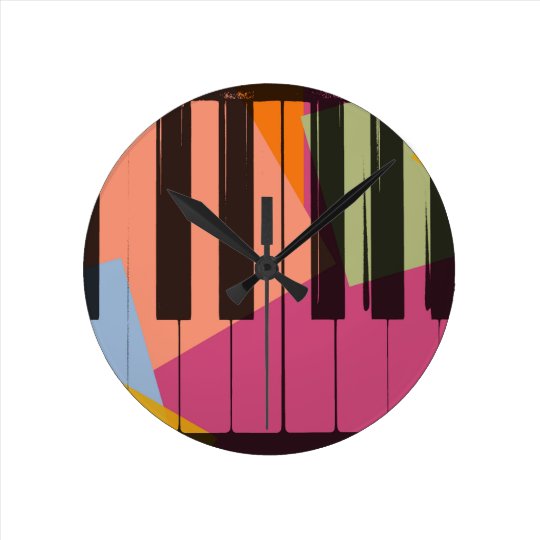 Piano Pop Art Round Clock | Zazzle.com